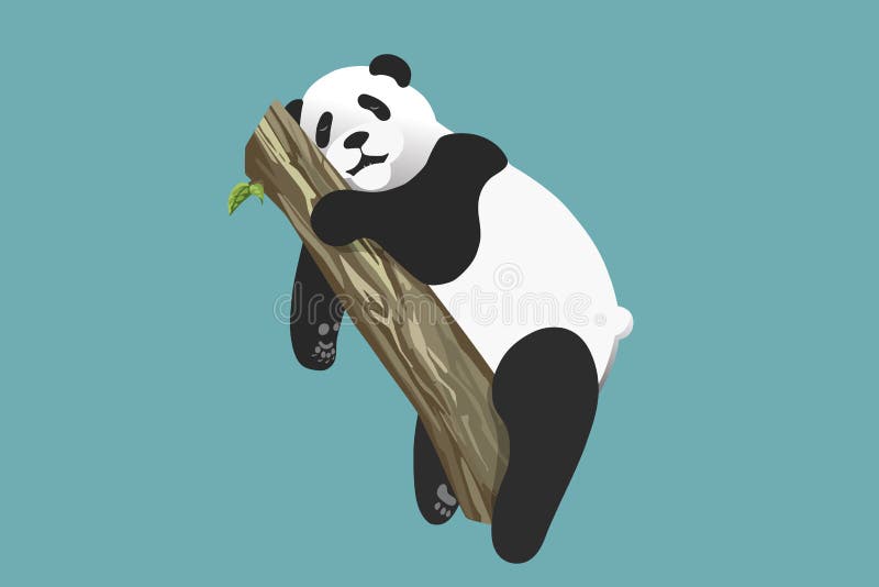 Sleeping panda hugs a tree stock vector. Illustration of bear - 243054136