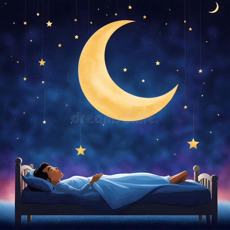 Sleeping Person in Bed, Ai-generatet Stock Illustration - Illustration ...