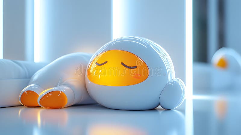 Sleeping AI Robot stock image. Image of kawaii, artwork - 369465481