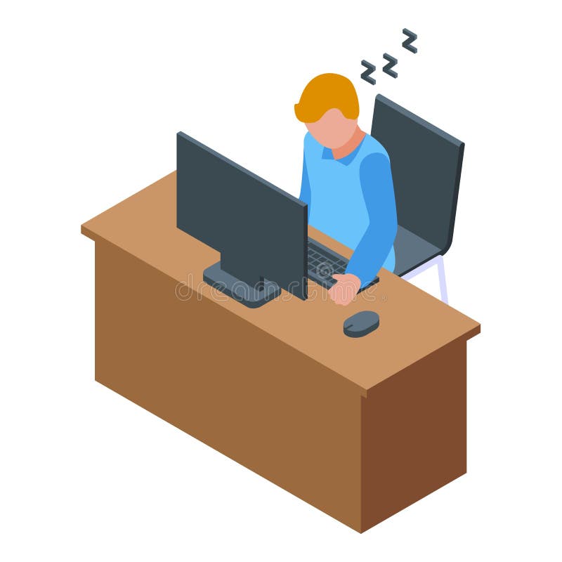 Sleeping Programmer Icon Isometric Vector. Home Work Stock Vector ...
