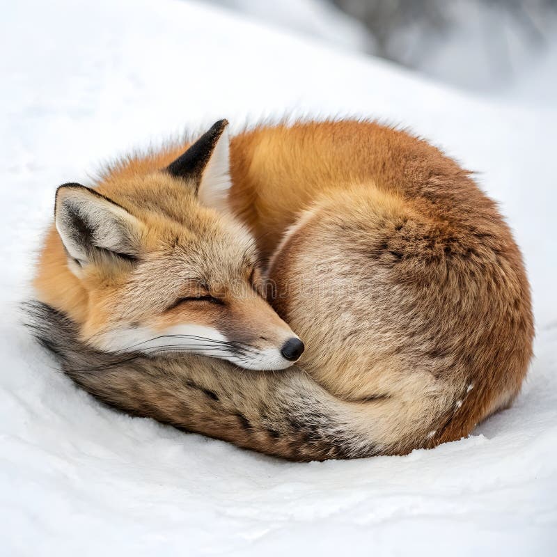 Sleeping Red Fox Curled Up – Isolated on White Background Stock ...