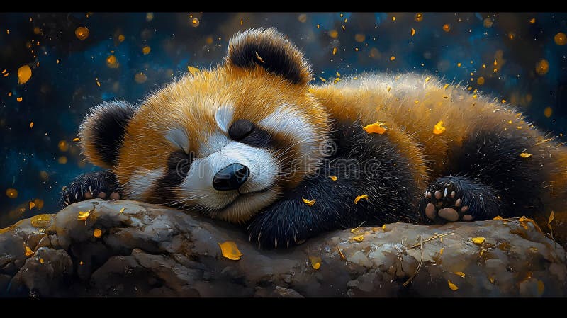 Sleeping Red Panda Illustration. Stock Illustration - Illustration of ...