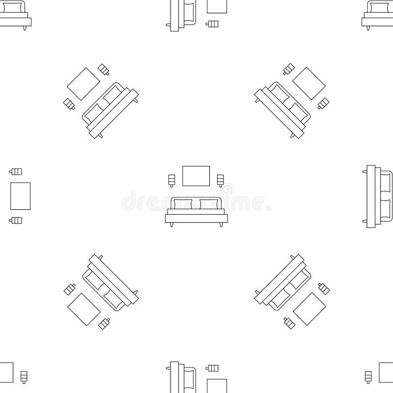 Sleeping Room Bed Pattern Seamless Vector Stock Vector - Illustration ...