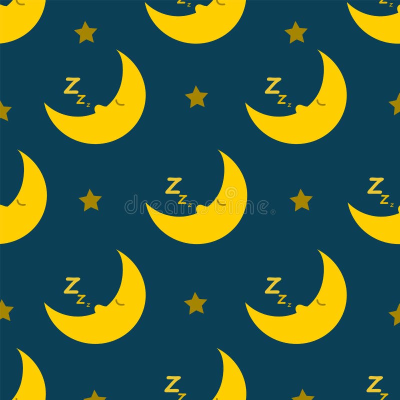 Sleeping Moon & Stars Background Stock Illustration - Illustration of ...
