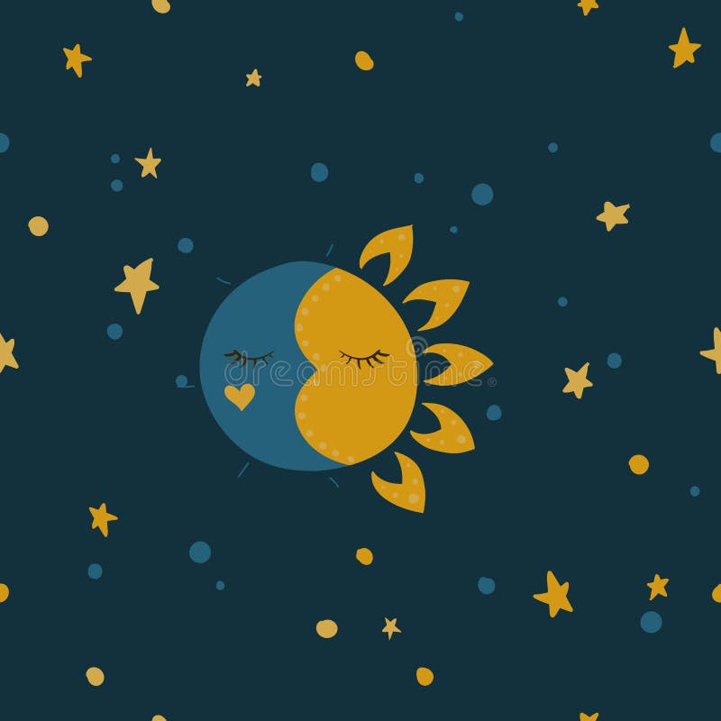 Sleeping sun and moon stock vector. Illustration of clipart - 189230824