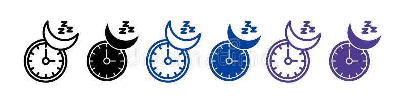 Sleeping Time Icon Set. Late Night Clock Hour Shift Routine Vector ...
