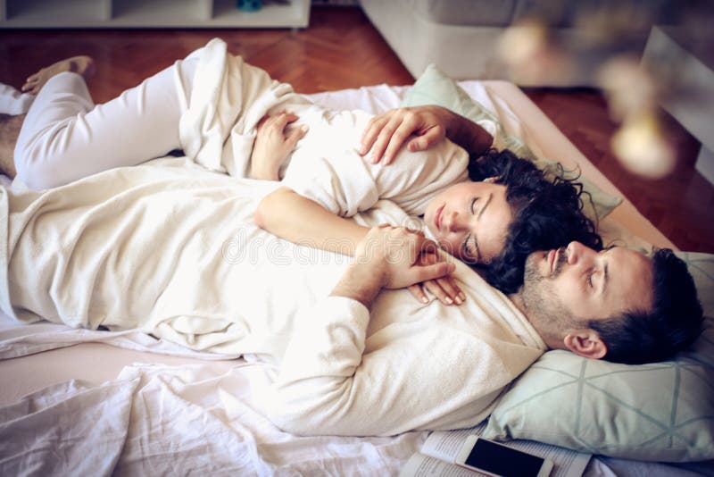 Sleeping Together is really Good Feeling. Stock Image - Image of lying ...