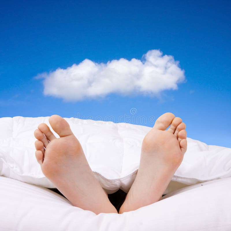 Couples Feet Sticking Out from Under Duvet Stock Image - Image of adult ...