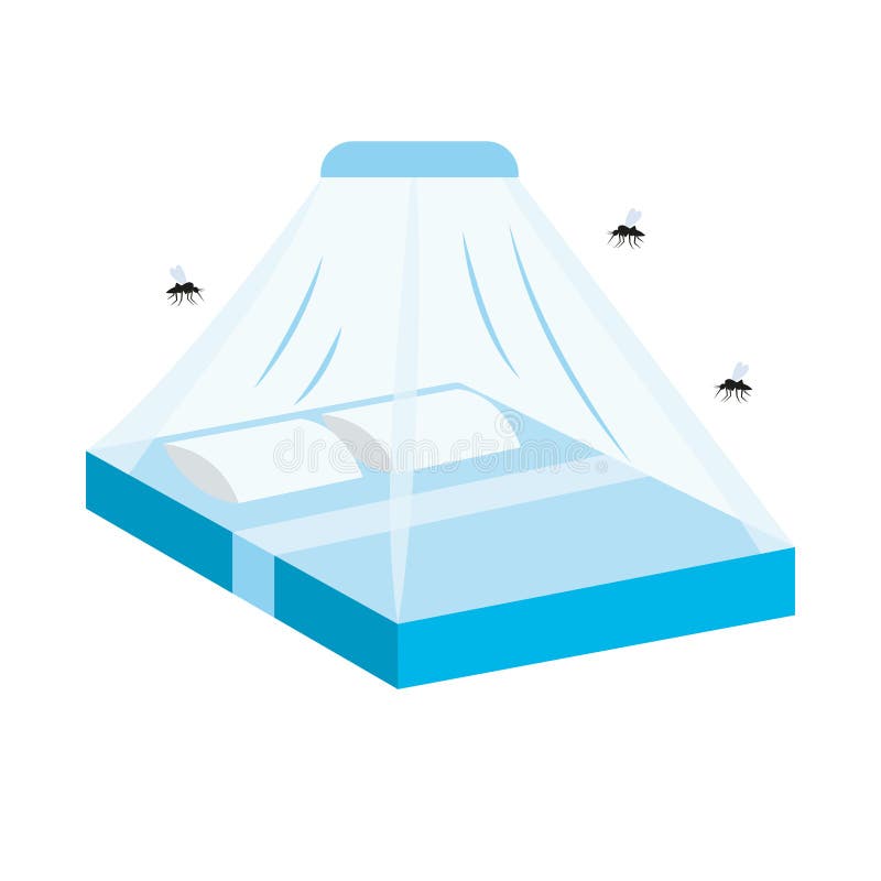 Sleeping Under Nets Protected from Mosquitos Stock Vector ...