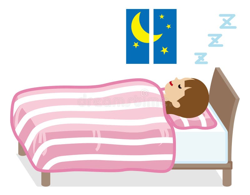 Sleeping Woman -Pink Color Bedclothes Stock Vector - Illustration of ...