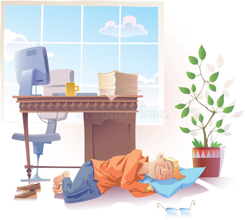 Sleeping at work stock vector. Illustration of dreams - 24171563
