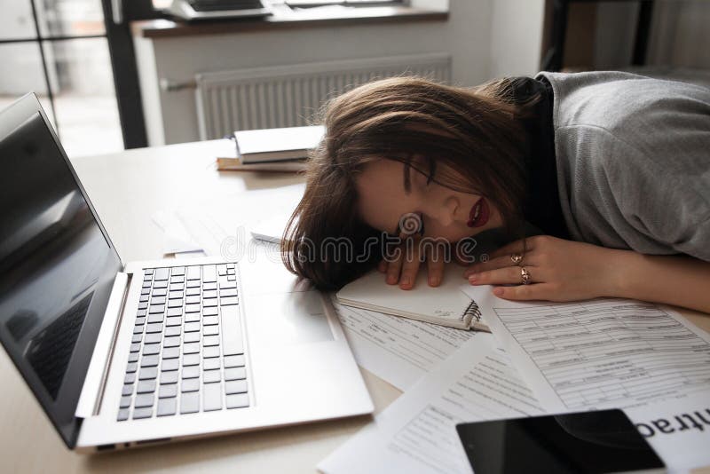 Sleeping Worker after Late Night Work, Overworking Stock Photo - Image ...