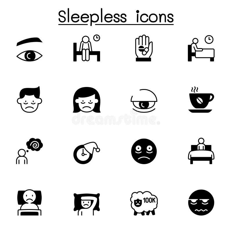Sleepless Icons Set Vector Illustration Graphic Design Stock Vector ...