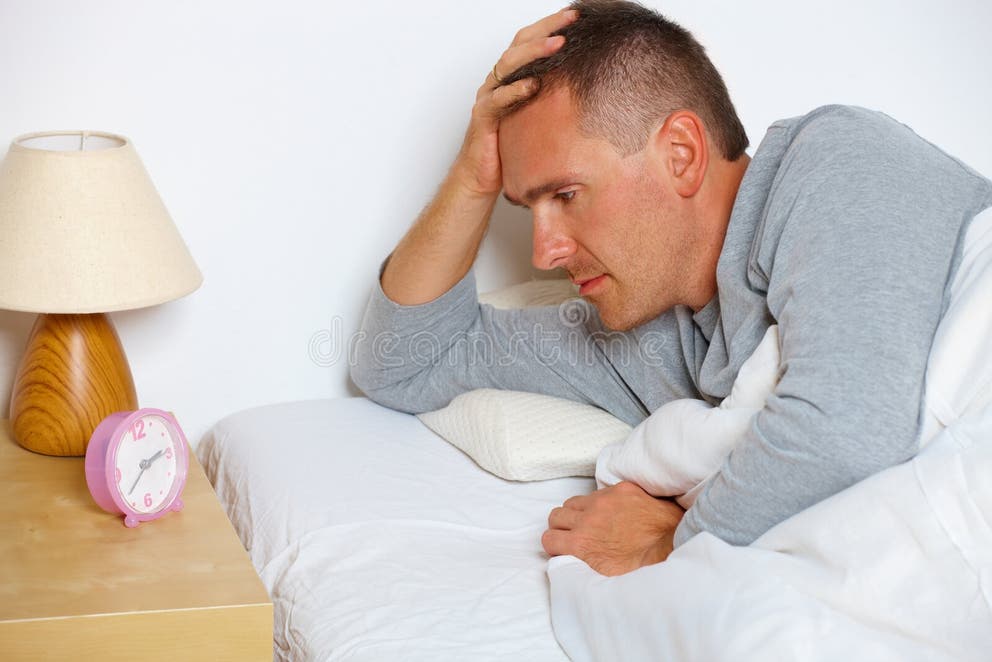 Sleepless man stock photo. Image of bedtime, young, sleeplessness ...