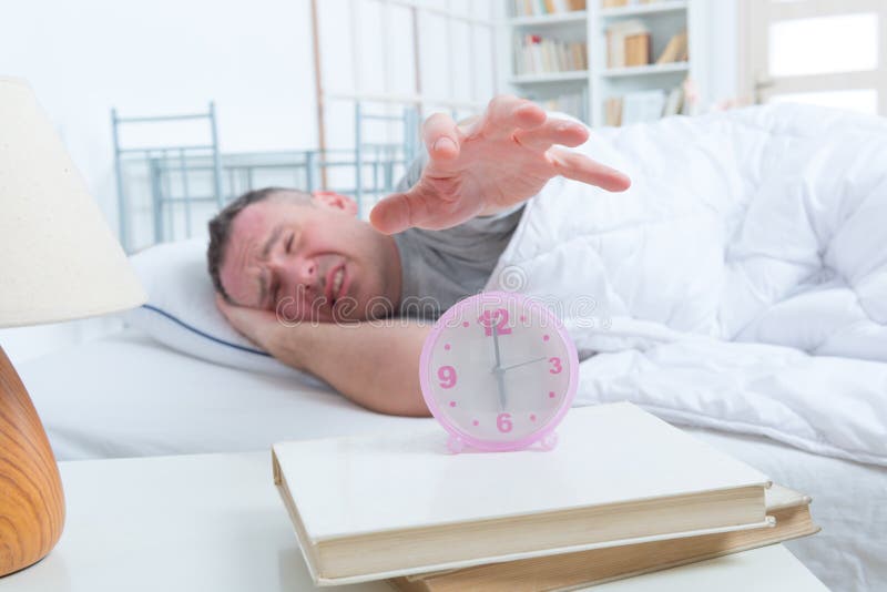 Sleepless Man in Bed stock image. Image of caucasian - 68633495