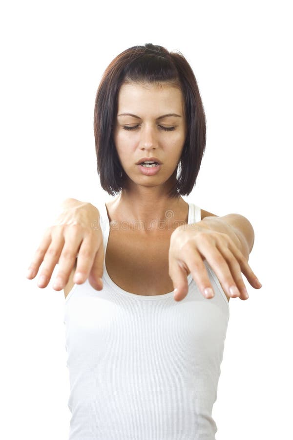 Young Woman in Pajamas Sleep Walking Stock Image - Image of modern ...