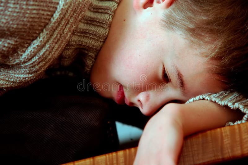Sleepy boy stock image. Image of asleep, concentrate, indoor - 4098989