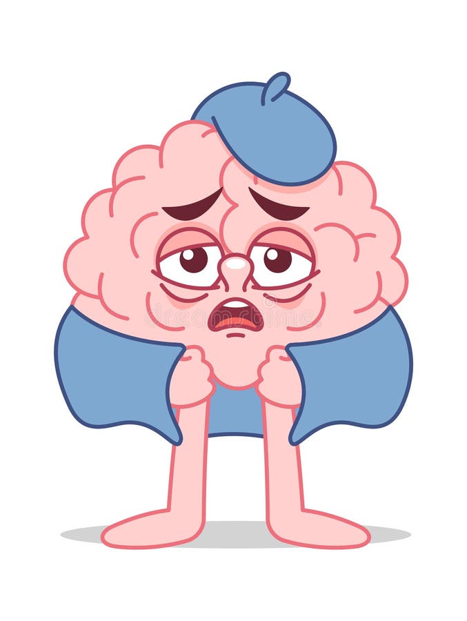 Sleepy Brain Character Feeling Weak Stock Vector - Illustration of ...