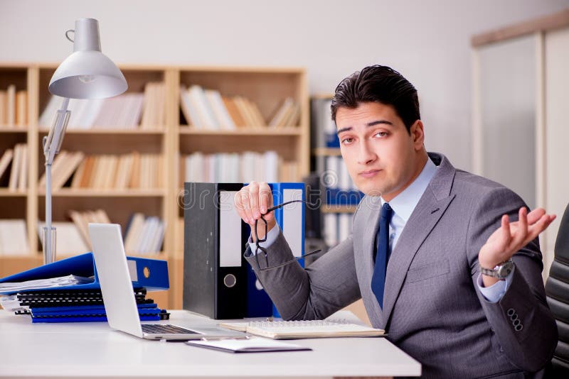 The Sleepy Businessman Working in Office Stock Photo - Image of laptop ...