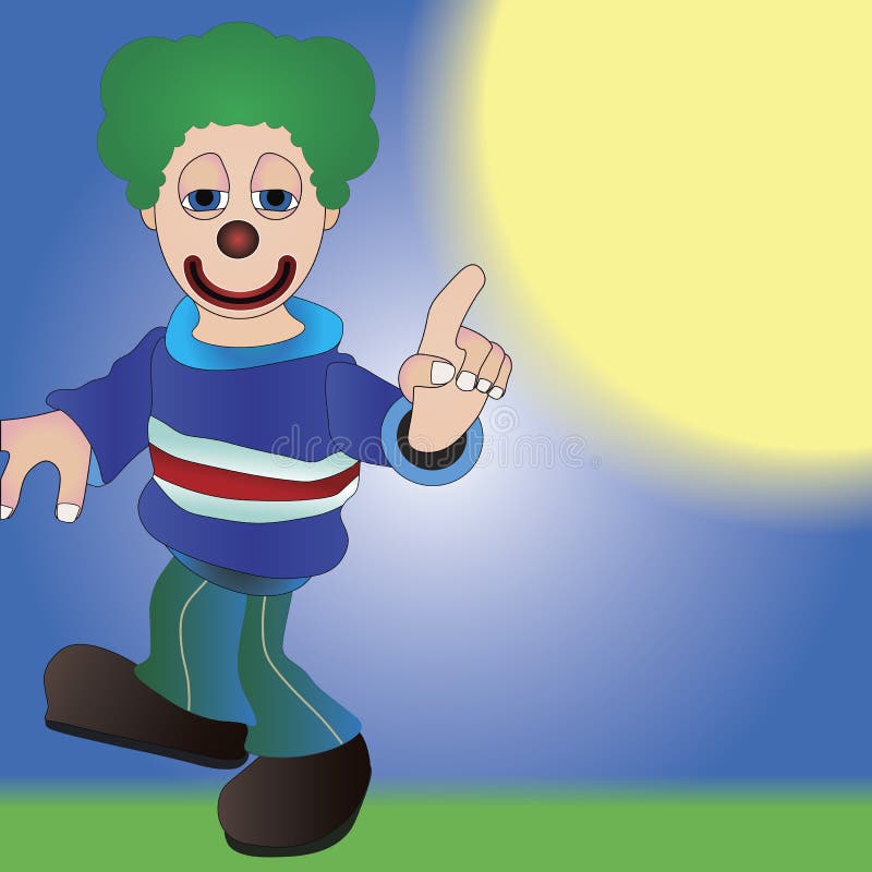 Sleepy Clown Pointing at the Sun Stock Vector - Illustration of sleepy ...