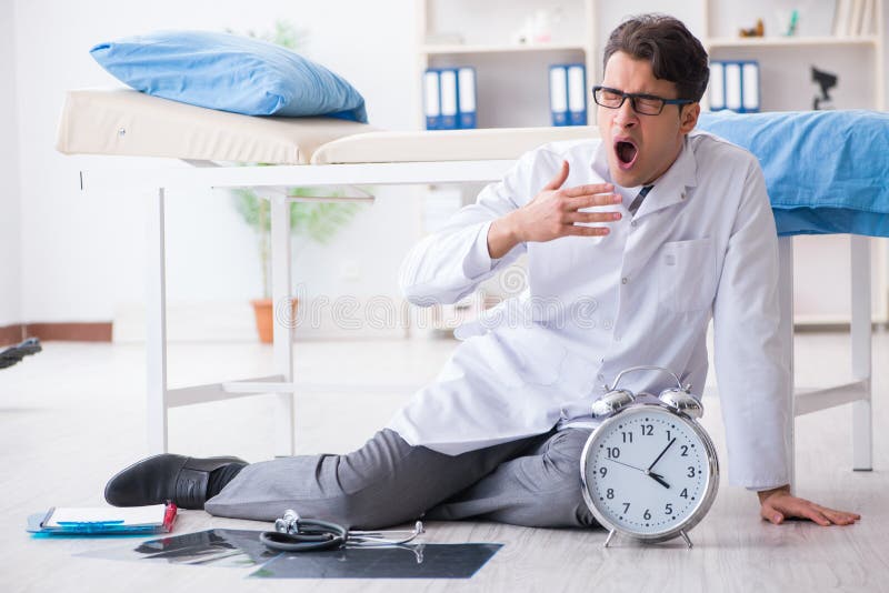 Sleepy Doctor Tired after Long Night Shift Stock Image - Image of ...