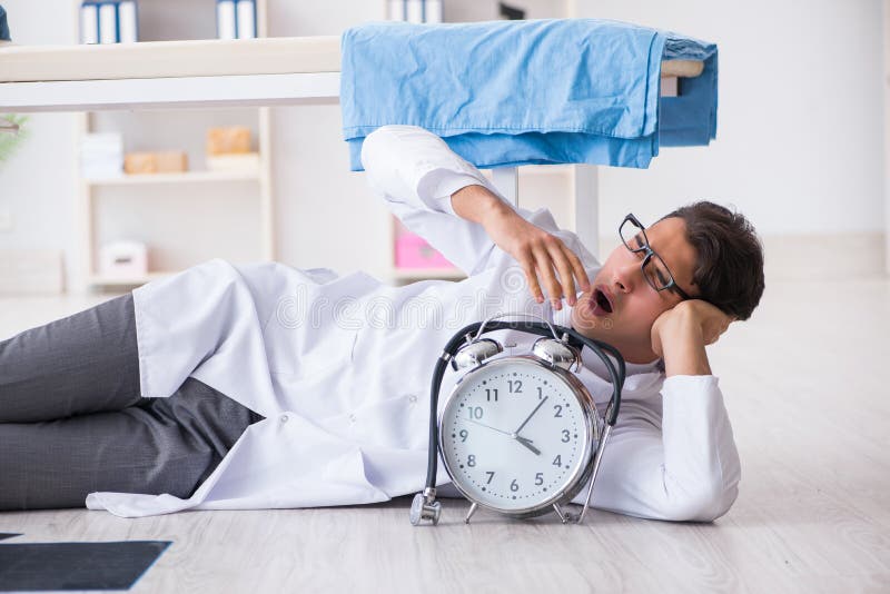 The Sleepy Doctor Tired after Long Night Shift Stock Image - Image of ...
