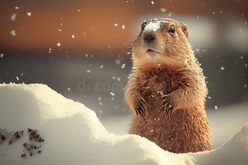 Sleepy Groundhog Near His Hole. AI Generated Stock Photo - Image of ...