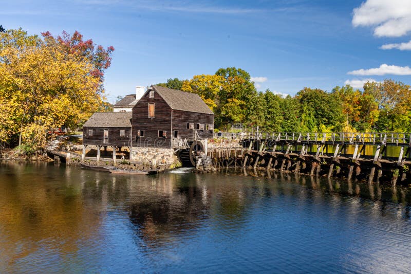 Sleepy Hollow Grist Mill in Autumn. Stock Photo - Image of canal ...