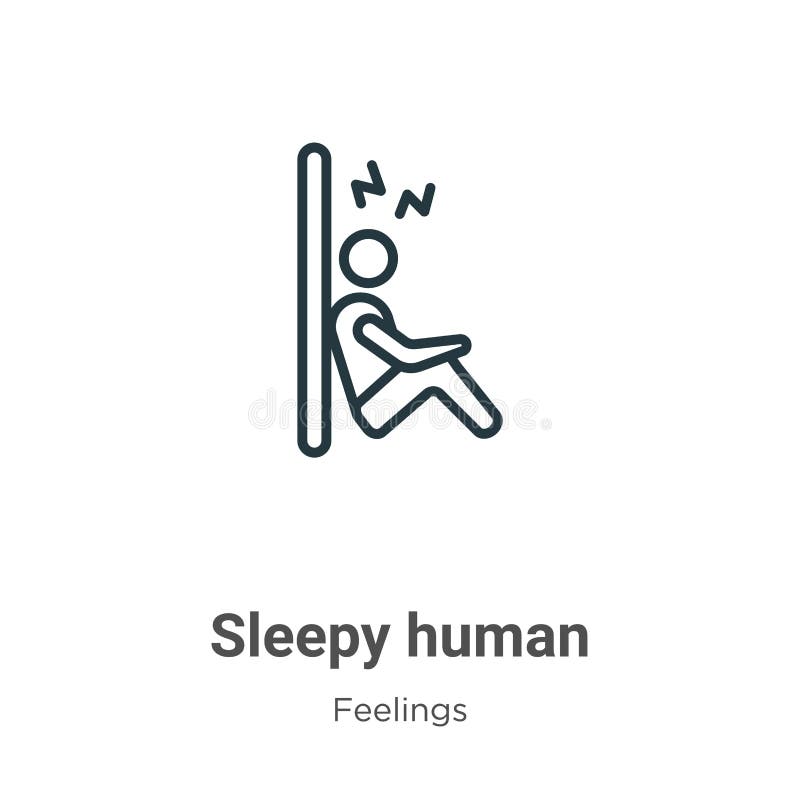 Sleepy Human Outline Vector Icon. Thin Line Black Sleepy Human Icon ...