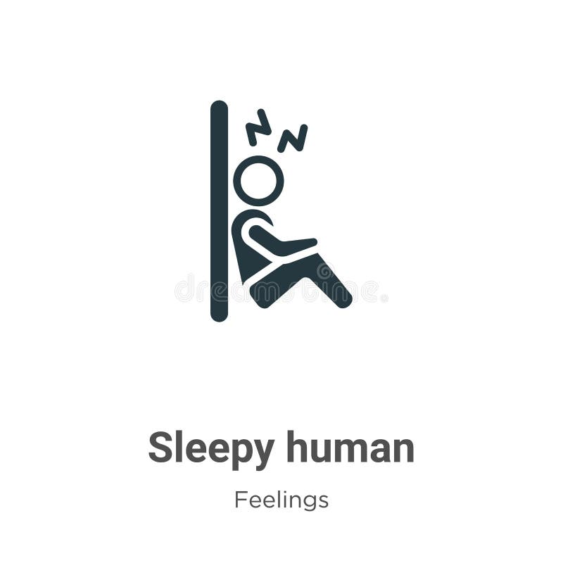 Sleepy Human Vector Icon on White Background. Flat Vector Sleepy Human ...