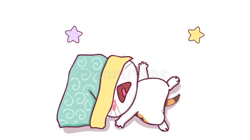 Sleepy Kitten Animation - White Background Stock Video - Video of cozy ...