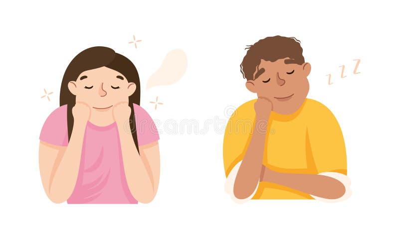 Sleepy Man and Woman Snoring and Having Nap Feeling Need for Sleep ... Sleepy Man and Woman Snoring and Having Nap Feeling Need for Sleep ...