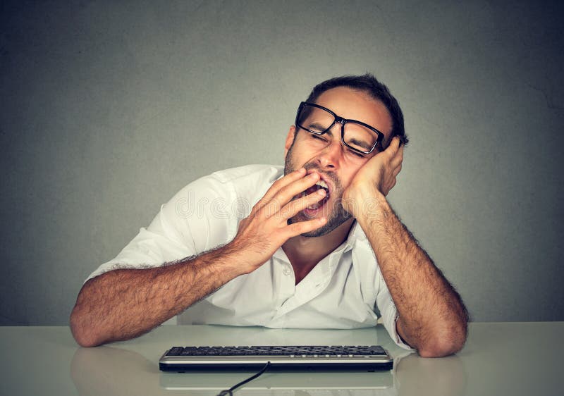 Weird Shocked and Surprised Geek Man in Nerd Glasses Working on Laptop ...