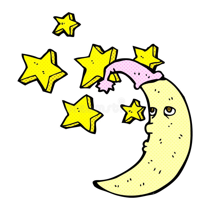 Sleepy moon comic cartoon stock illustration. Illustration of silly ...