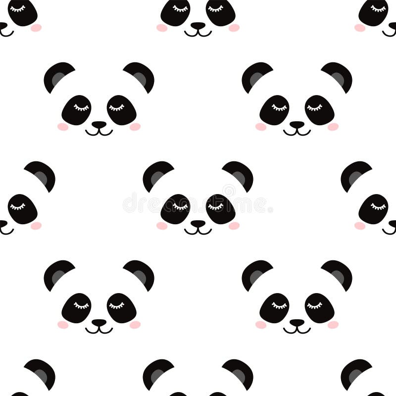 Sleepy panda face pattern stock vector. Illustration of cute - 118959489