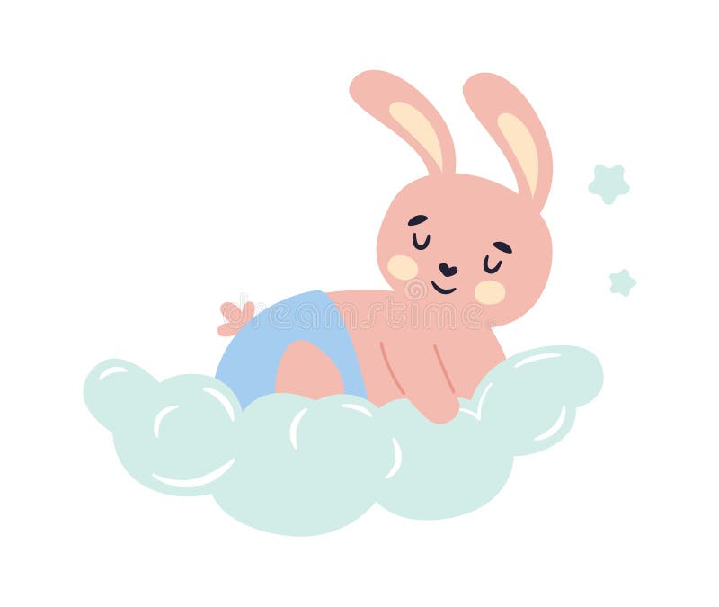 Sleepy Rabbit on Cloud stock vector. Illustration of design - 272753541