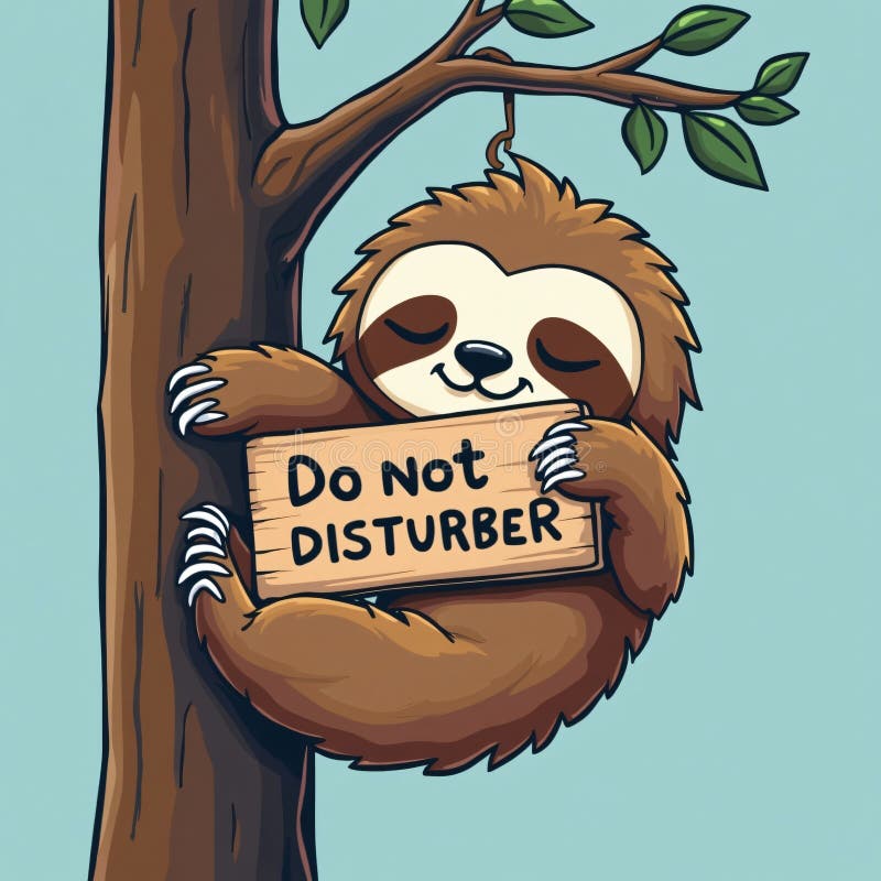 Sleepy Sloth Holding Do Not Disturb Sign Cartoon Illustration Stock ... Sleepy Sloth Holding Do Not Disturb Sign Cartoon Illustration Stock ...