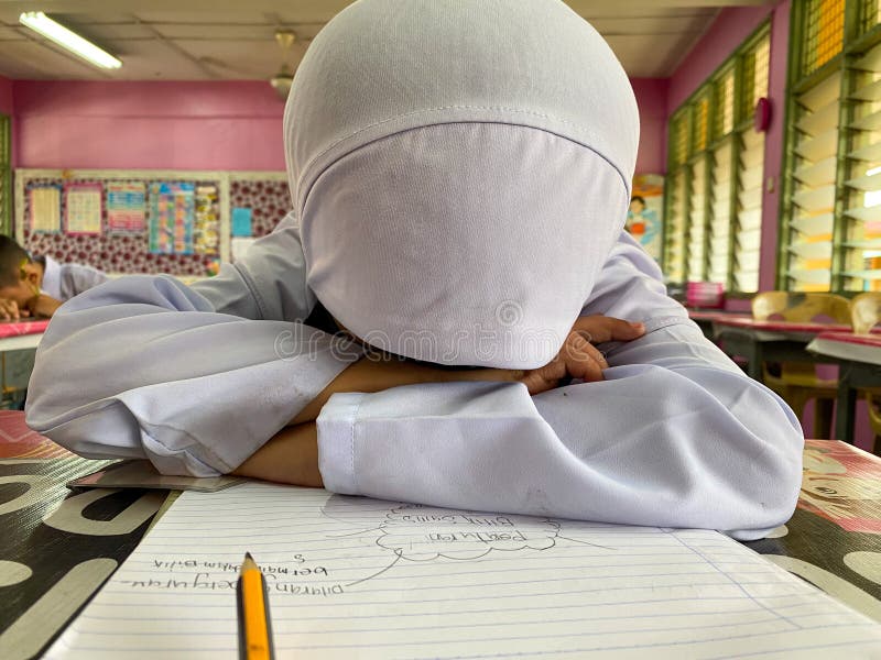 Sleepy Student during Classes Stock Image - Image of primary, school ...