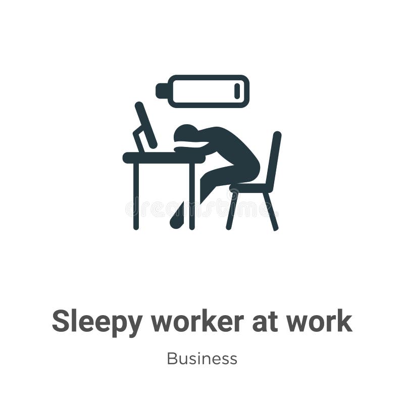 Sleepy Worker at Work Vector Icon on White Background. Flat Vector ...
