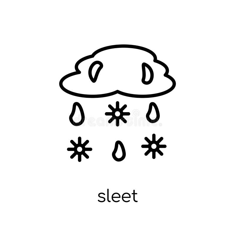 Outline Sleet Vector Icon. Isolated Black Simple Line Element ...