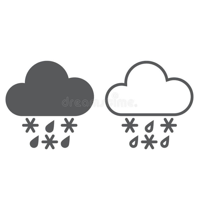 Sleet Weather Icon. Solid and Outline. Stock Vector - Illustration of ...