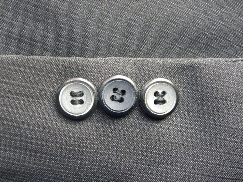 3 Sleeve Buttons on Gray Suit Jacket Stock Photo - Image of button ...
