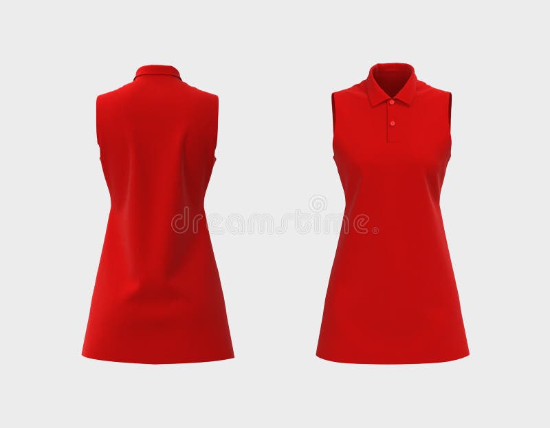 Sleeveless Collared Shirt Mockup in Front, Side and Back Views, 3d ...