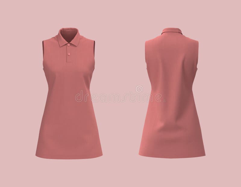 Sleeveless Collared Shirt Mockup in Front, Side and Back Views, 3d ...