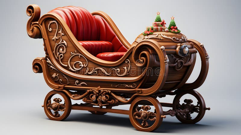 Sleigh Isolated on Solid Background. High Detail Chrome Edging Trim ...