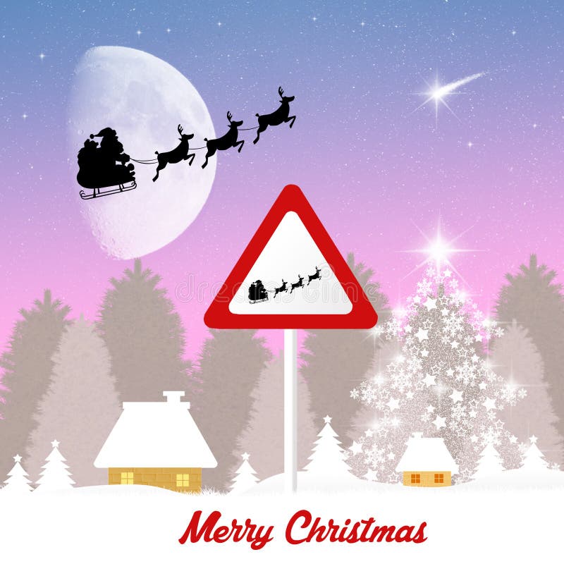 Sleigh of Santa Claus sign stock illustration. Illustration of gifts ...