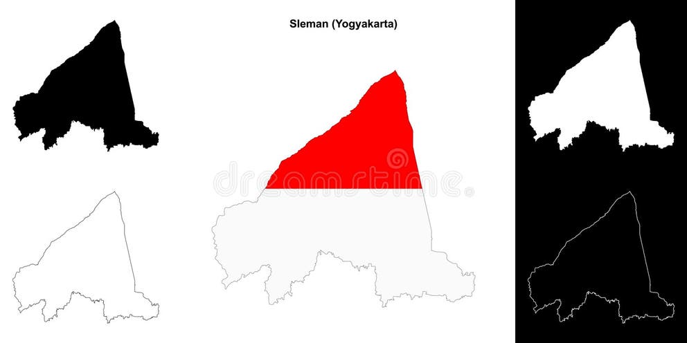 Sleman outline map stock vector. Illustration of region - 356964818