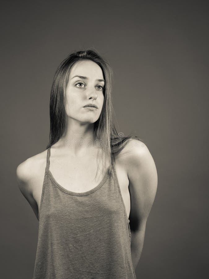 Slender Caucasian Female Portrait Stock Photo - Image of natural, thin ...