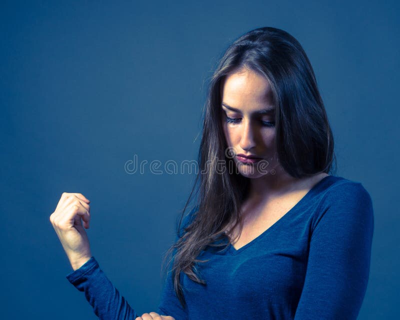 Slender Caucasian Female Somber Expression Stock Photo - Image of thin ...