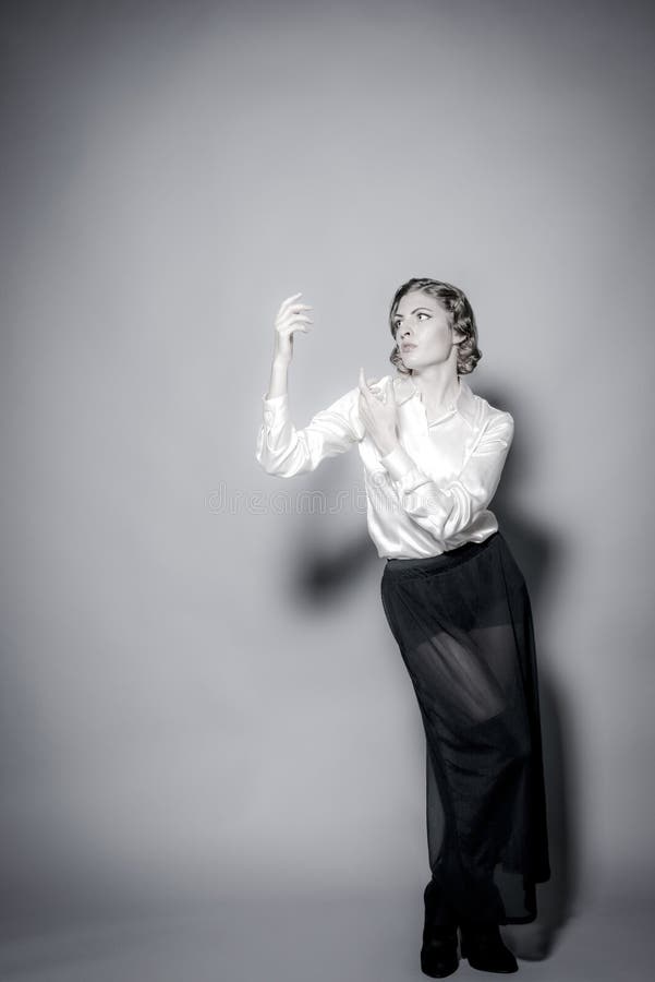 Slender Female Couture Model Stock Photo - Image of stockings, monotone ...